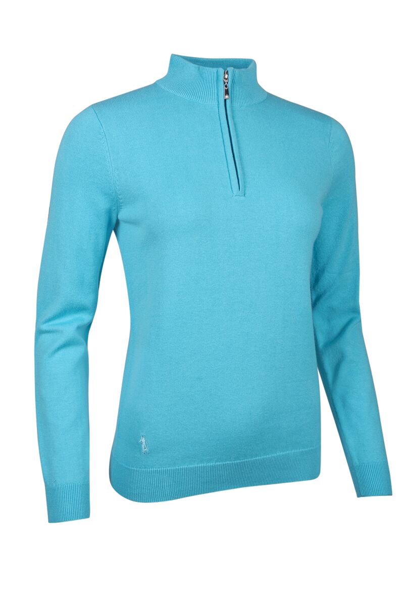 Ladies Quarter Zip Cotton Ava Golf Sweater