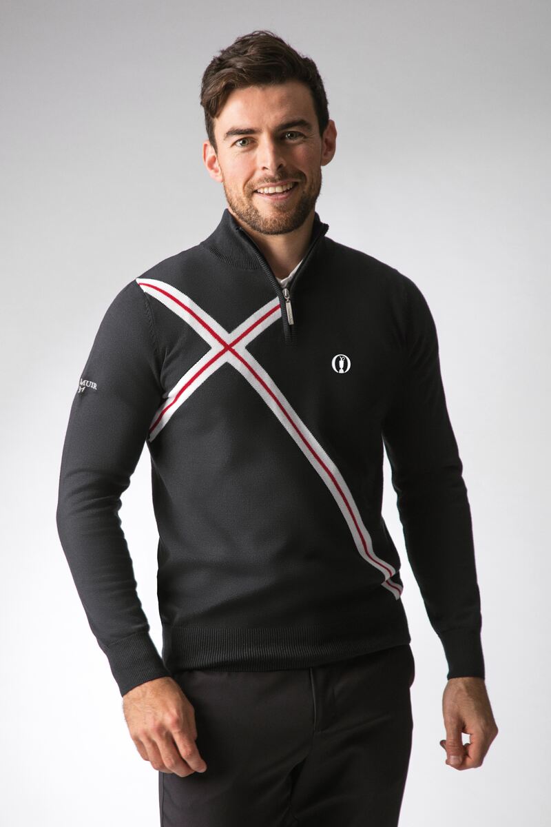 The Open Mens Cross Cotton Bracken Golf Sweater